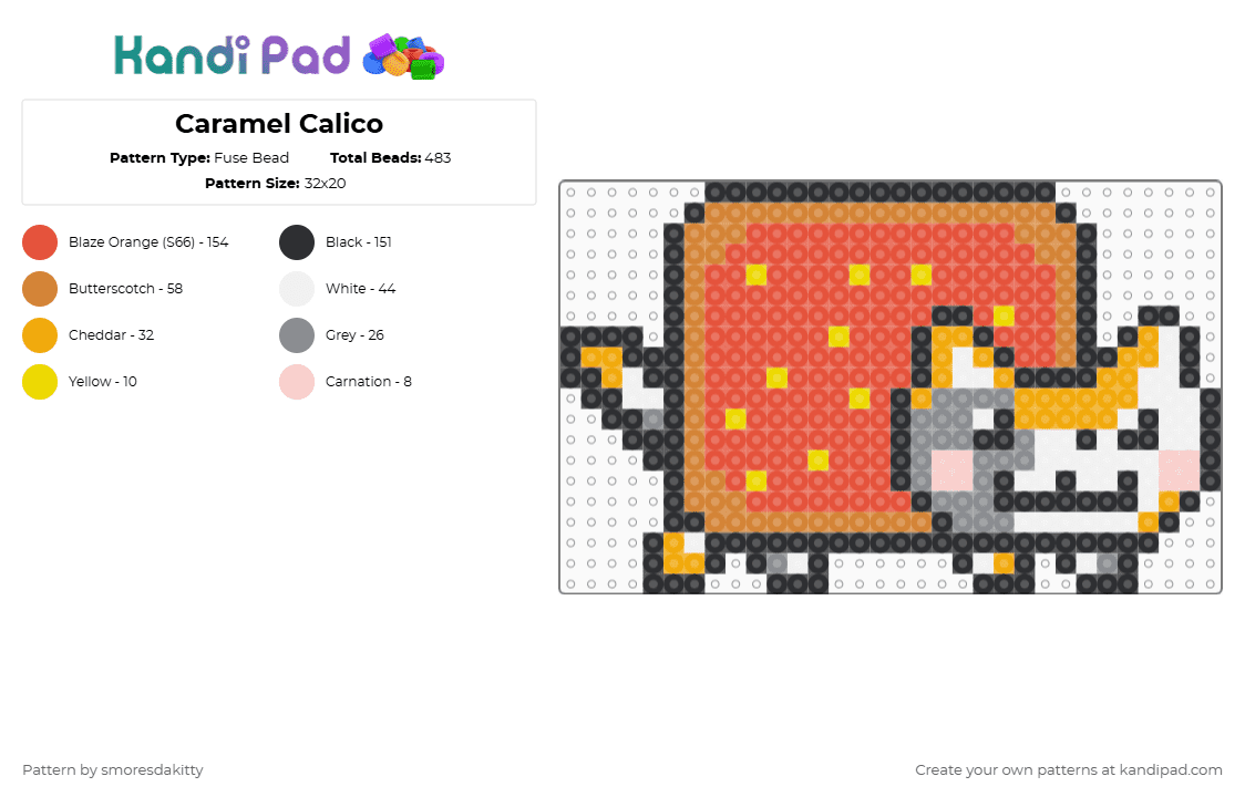 Caramel Calico Fuse Bead Pattern - Kandi Pad | Kandi Patterns, Fuse ...
