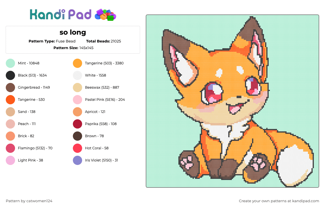 So long Fuse Bead Pattern - Kandi Pad | Kandi Patterns, Fuse Bead ...