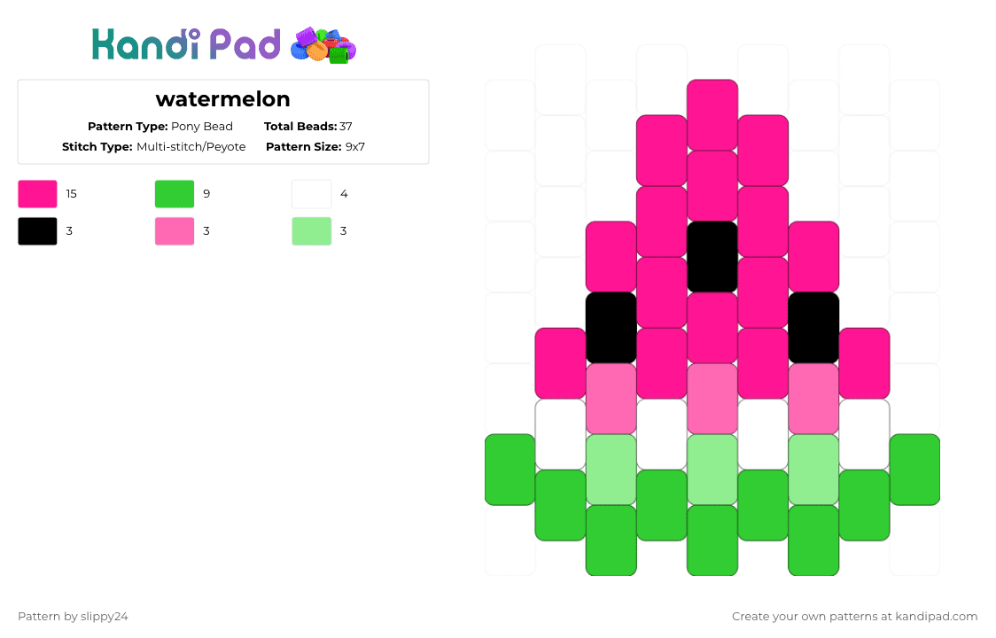 Watermelon Pony Bead Pattern - Kandi Pad | Kandi Patterns, Fuse Bead ...