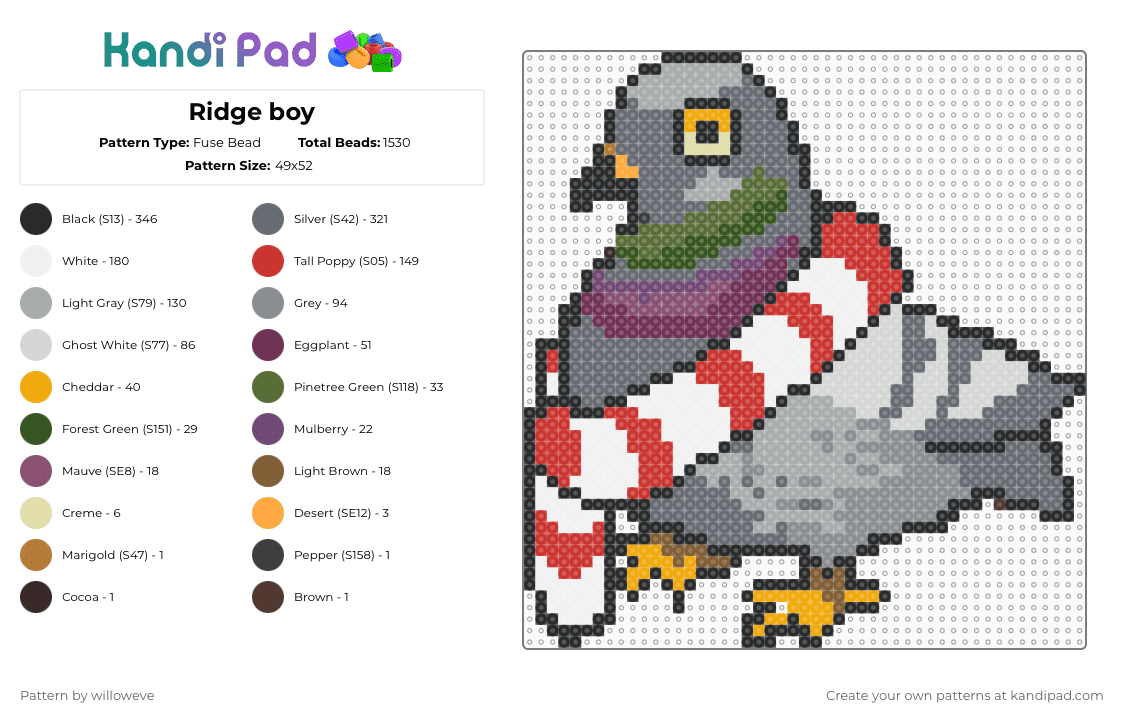 Demi Boy Fuse Bead Patterns - Gallery - Kandi Pad | Kandi Patterns ...