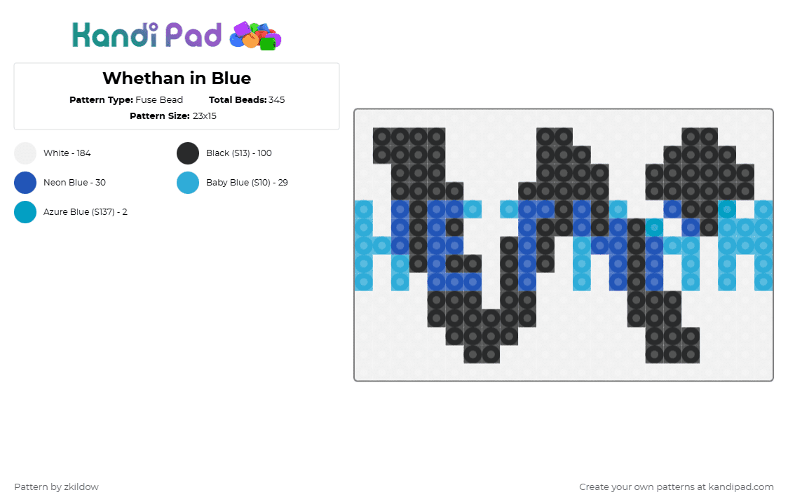 Whethan in Blue Fuse Bead Pattern - Kandi Pad | Kandi Patterns, Fuse ...