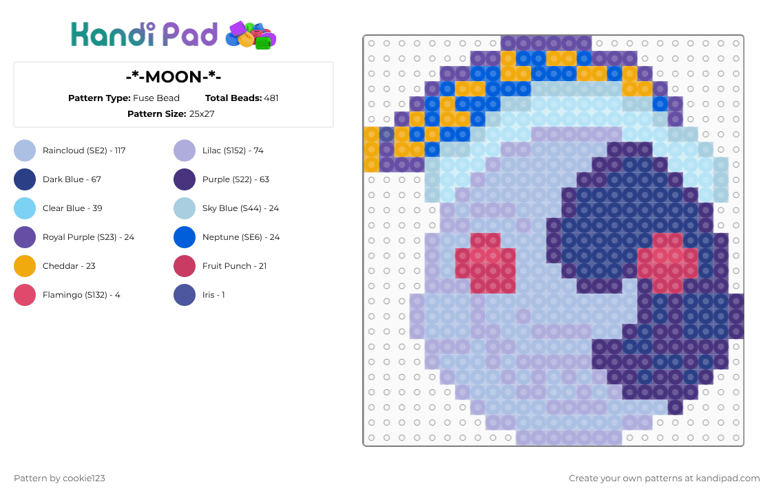 -*-MOON-*- Fuse Bead Pattern - Kandi Pad | Kandi Patterns, Fuse Bead ...