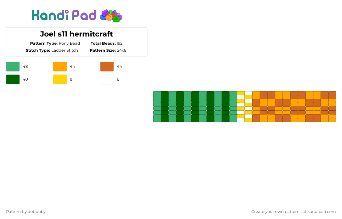 Joel s11 hermitcraft Pony Bead Pattern - Kandi Pad | Kandi Patterns ...