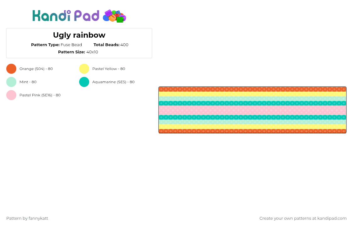 Ugly rainbow Fuse Bead Pattern - Kandi Pad | Kandi Patterns, Fuse Bead ...