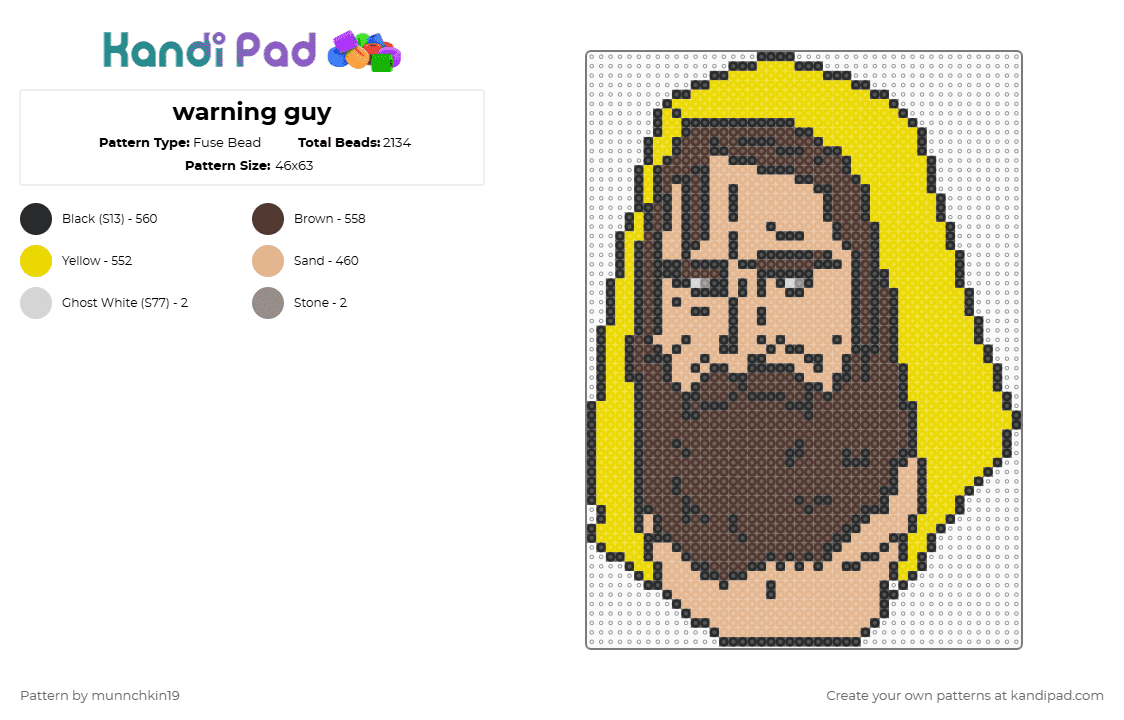 Warning guy Fuse Bead Pattern - Kandi Pad | Kandi Patterns, Fuse Bead ...