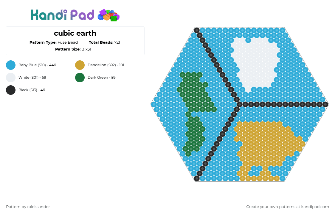 Cubic earth Fuse Bead Pattern - Kandi Pad | Kandi Patterns, Fuse Bead ...