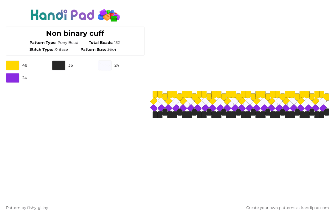 Non binary cuff Pony Bead Pattern - Kandi Pad | Kandi Patterns, Fuse ...