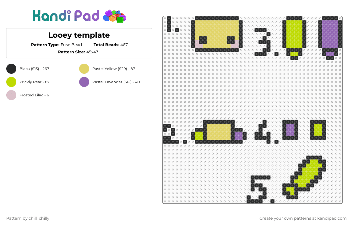 Looey template Fuse Bead Pattern - Kandi Pad | Kandi Patterns, Fuse ...
