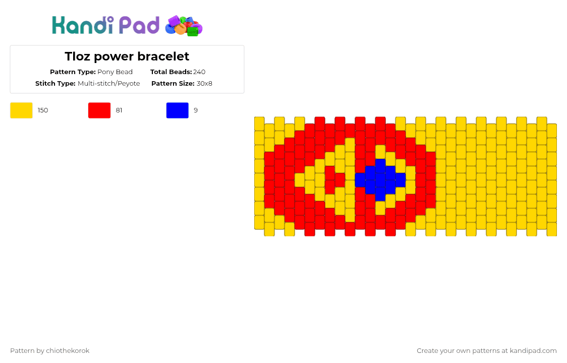 Tloz power bracelet Pony Bead Pattern - Kandi Pad | Kandi Patterns ...