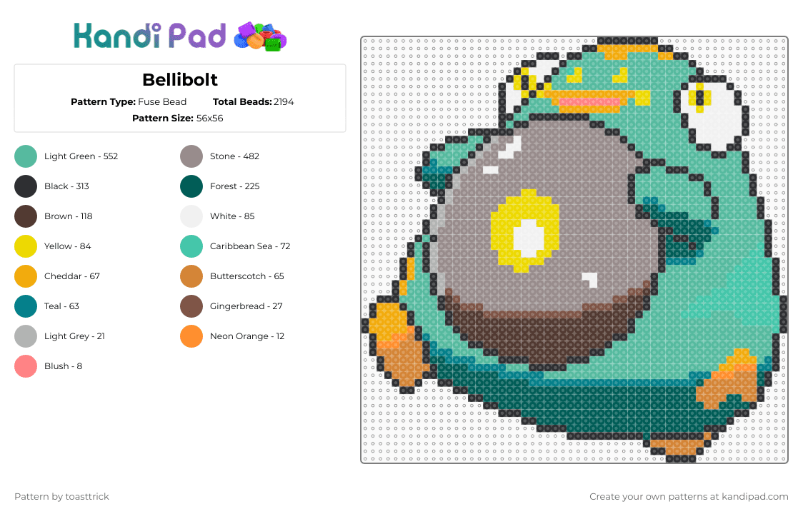 Bellibolt Fuse Bead Pattern - Kandi Pad | Kandi Patterns, Fuse Bead ...