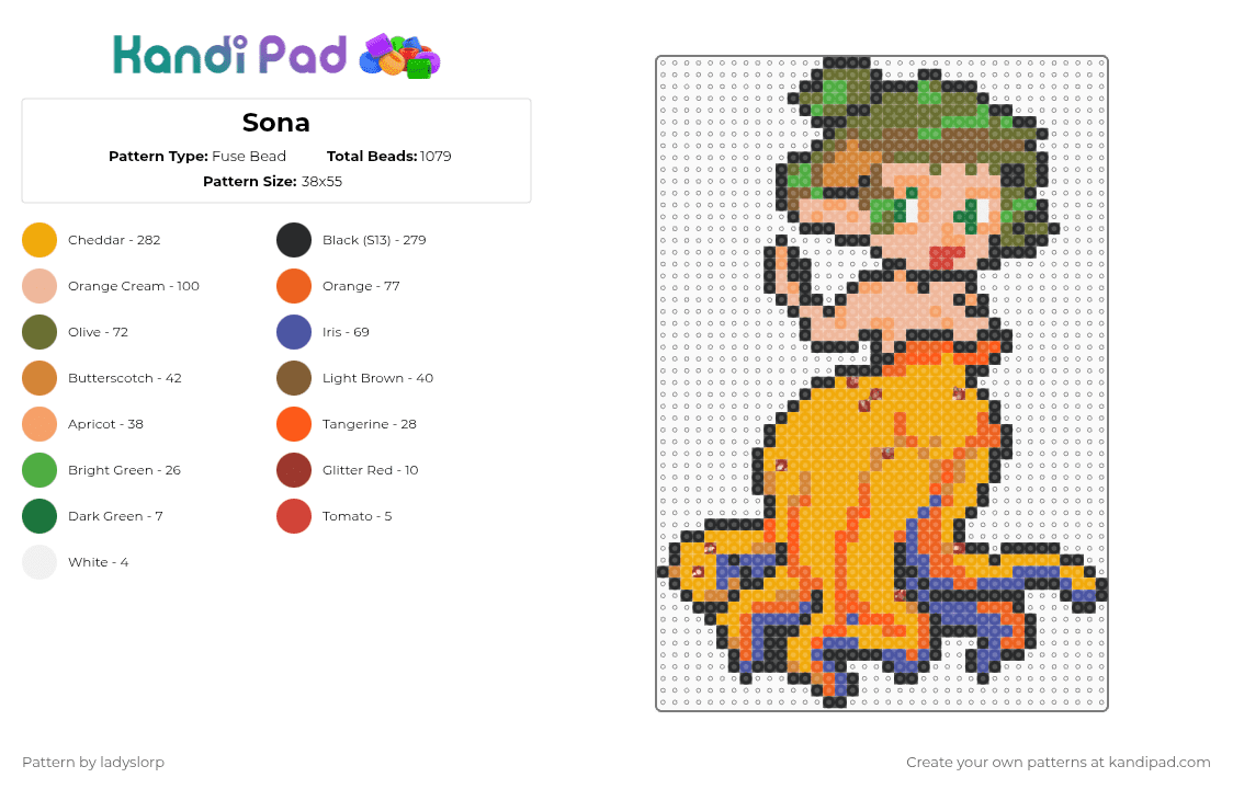 Sona Fuse Bead Pattern - Kandi Pad | Kandi Patterns, Fuse Bead Patterns ...