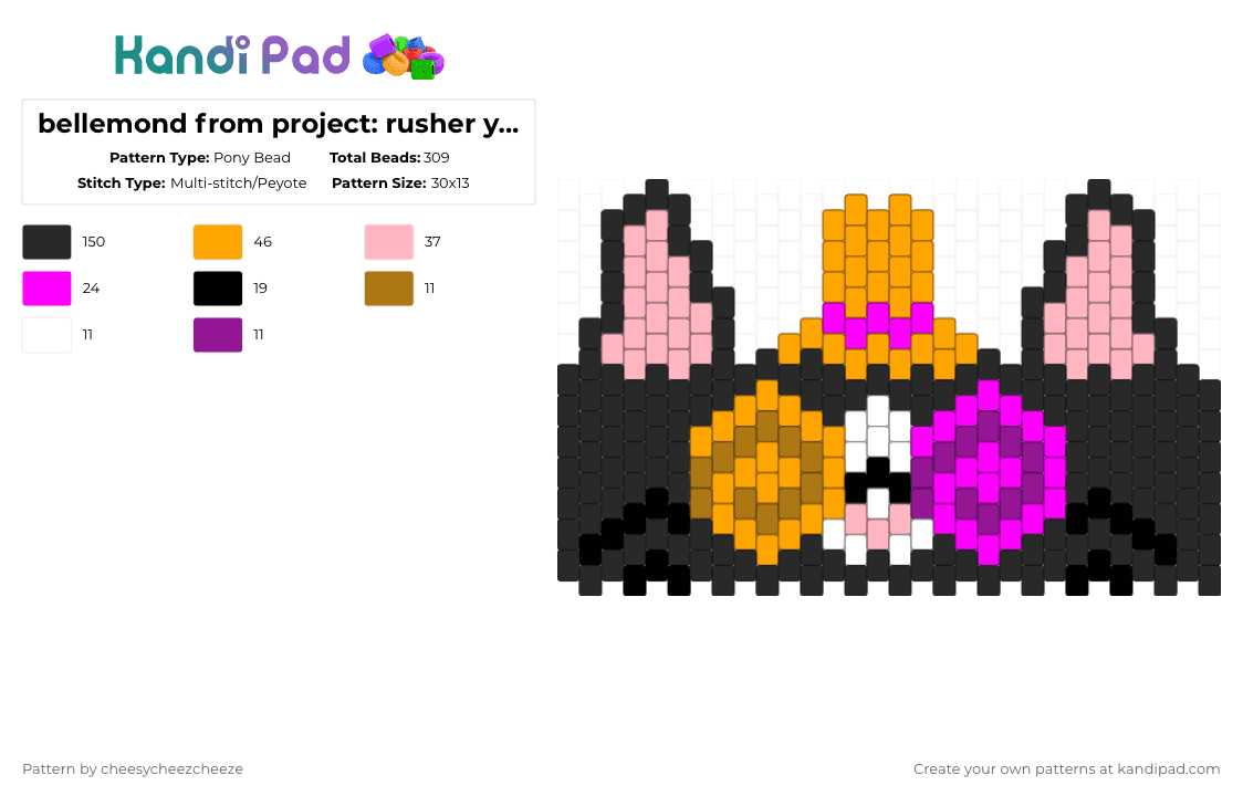 Bellemond from project: rusher yay!!! Pony Bead Pattern - Kandi Pad ...