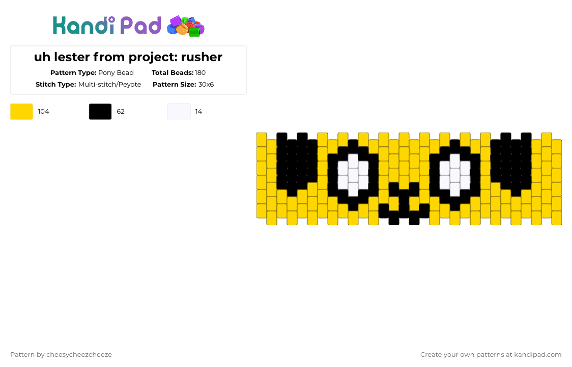 Uh lester from project: rusher Pony Bead Pattern - Kandi Pad | Kandi ...