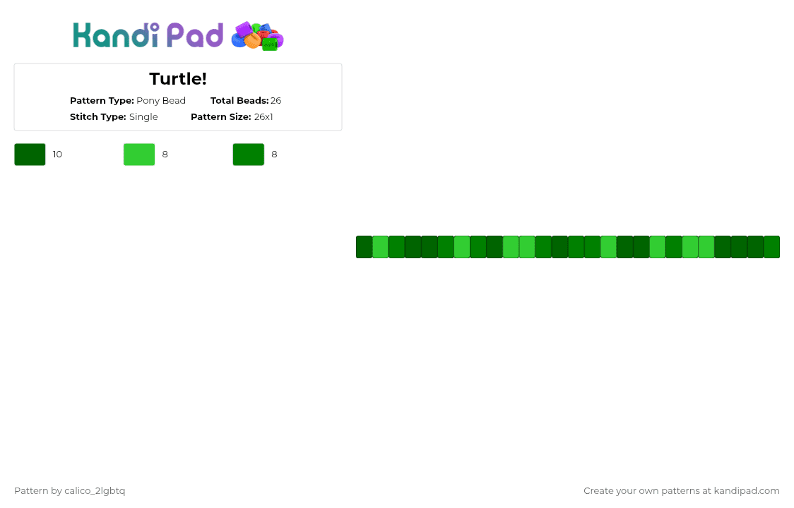 Turtle! Pony Bead Pattern - Kandi Pad | Kandi Patterns, Fuse Bead ...