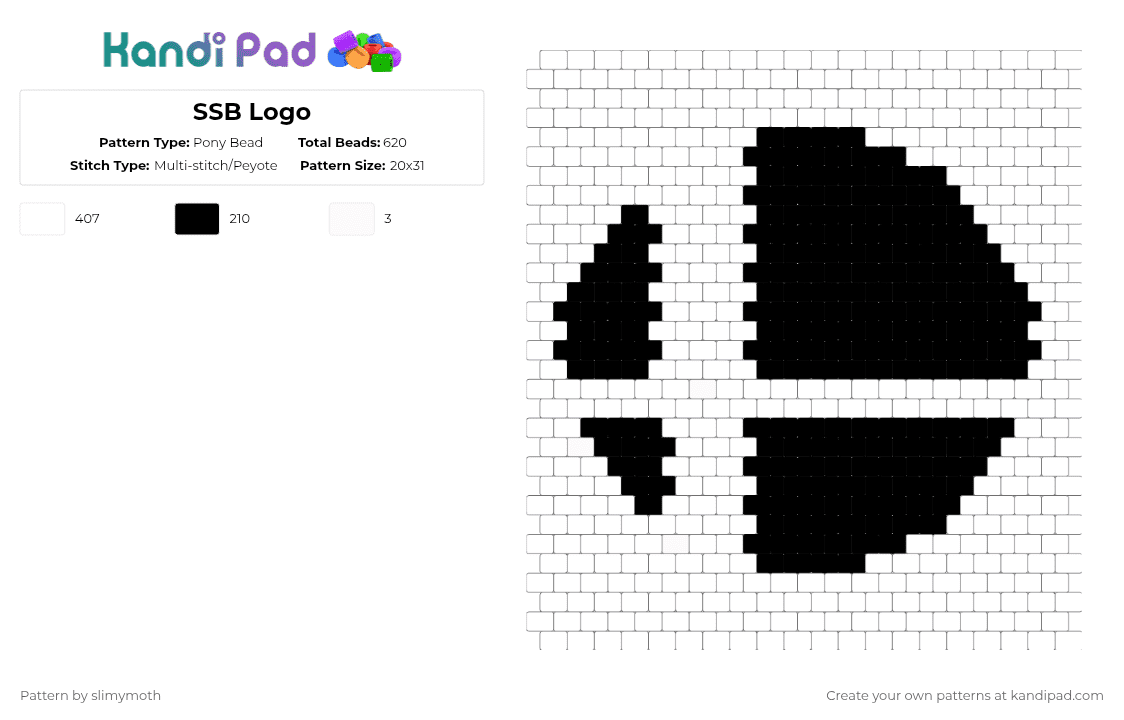 SSB Logo Pony Bead Pattern - Kandi Pad | Kandi Patterns, Fuse Bead ...