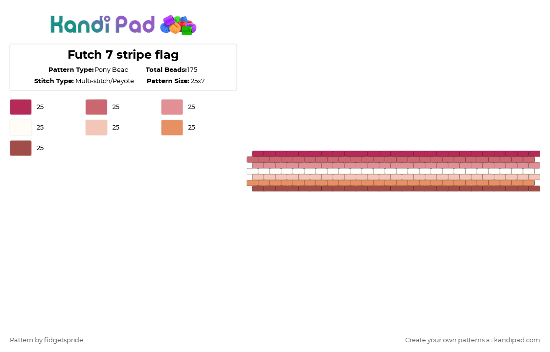Futch 7 stripe flag Pony Bead Pattern - Kandi Pad | Kandi Patterns ...