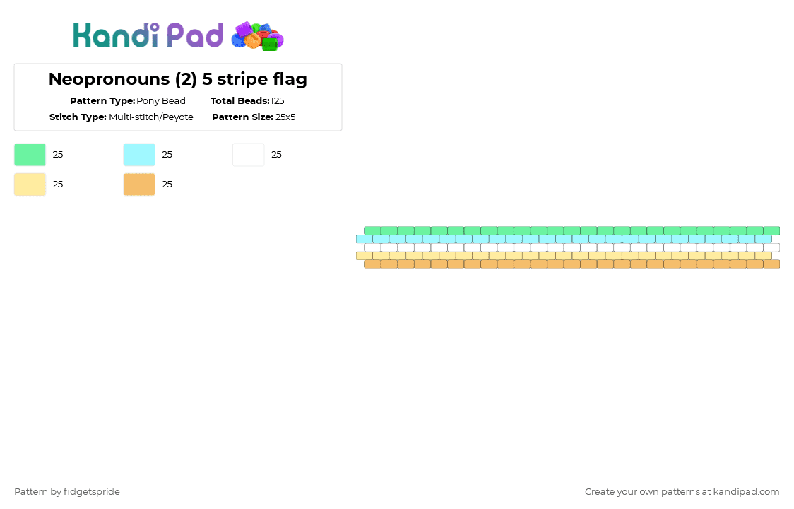 Neopronouns (2) 5 stripe flag Pony Bead Pattern - Kandi Pad | Kandi ...
