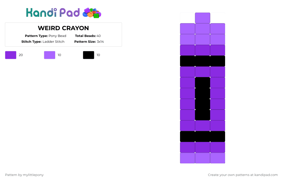 WEIRD CRAYON Pony Bead Pattern - Kandi Pad | Kandi Patterns, Fuse Bead ...