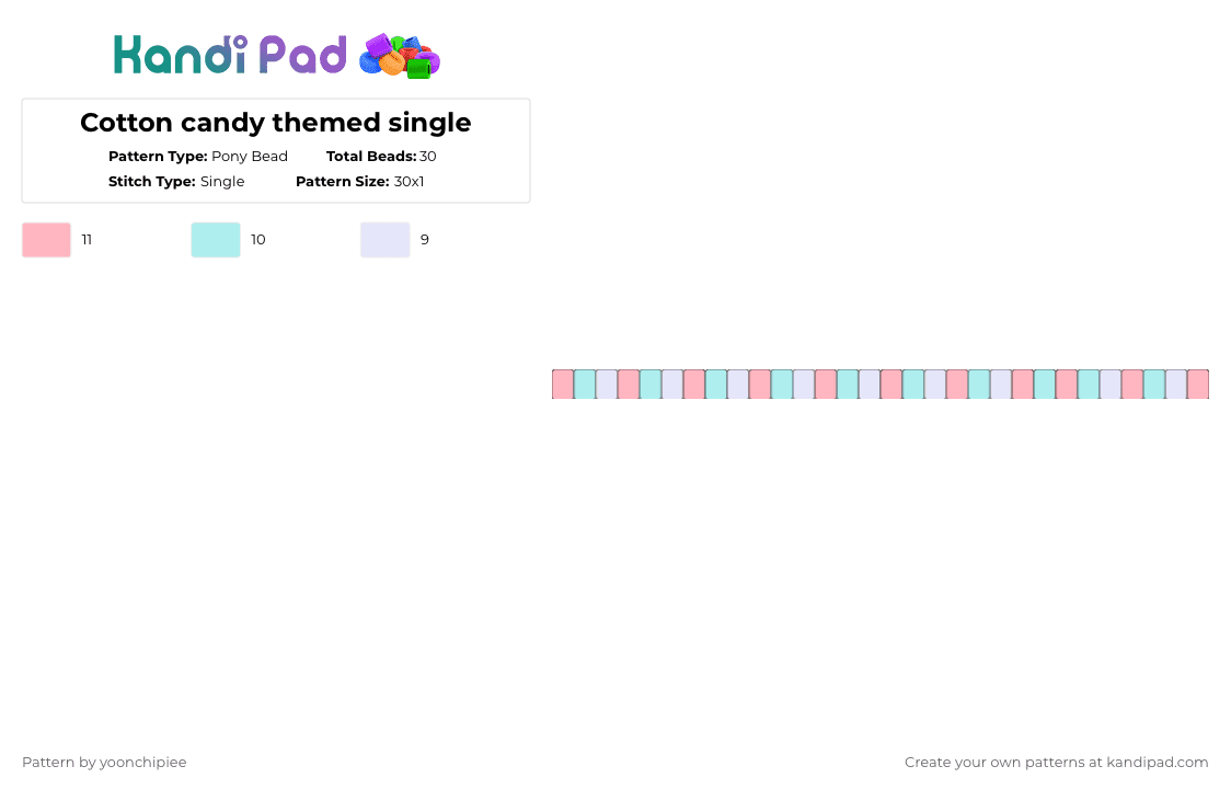 Cotton candy themed single Pony Bead Pattern - Kandi Pad | Kandi ...