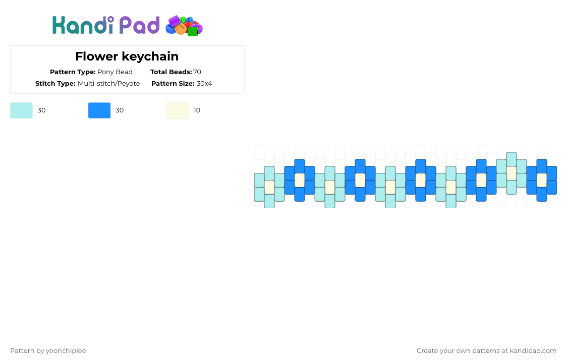 Flower bracelet/ keychain Pony Bead Pattern - Kandi Pad | Kandi ...