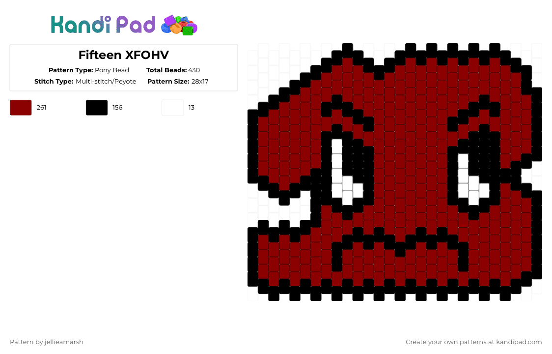 Fifteen XFOHV Pony Bead Pattern - Kandi Pad | Kandi Patterns, Fuse Bead ...