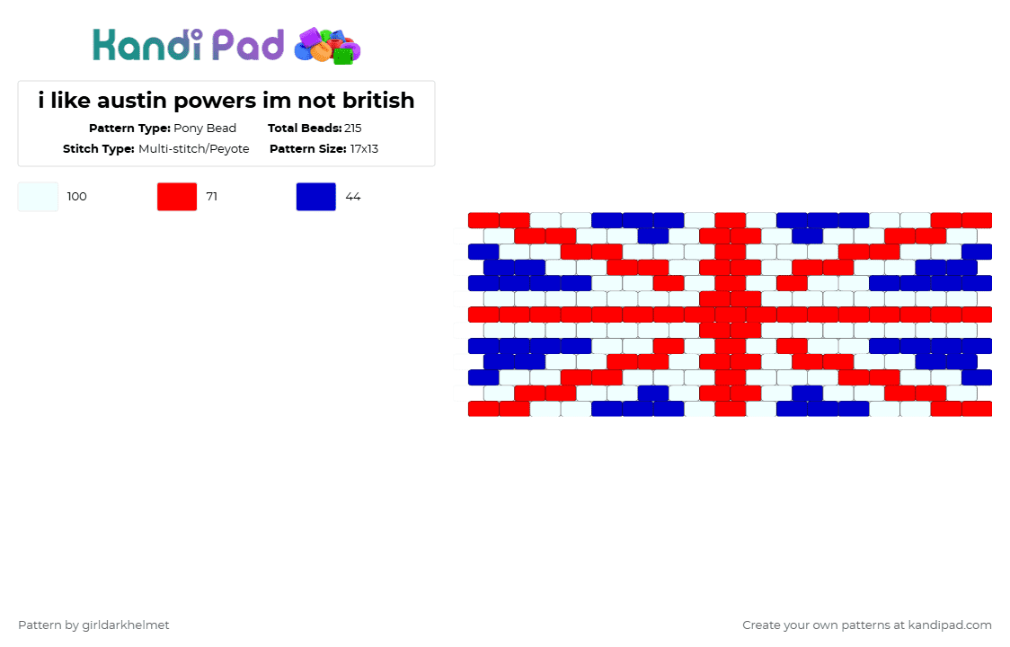 I like austin powers im not british Pony Bead Pattern - Kandi Pad ...