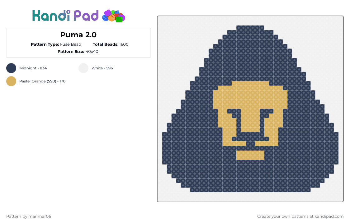Puma 2.0 Fuse Bead Pattern - Kandi Pad | Kandi Patterns, Fuse Bead ...