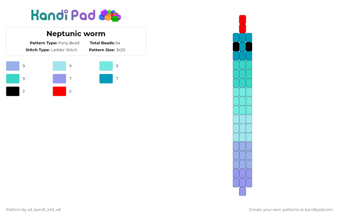 Neptunic worm Pony Bead Pattern - Kandi Pad | Kandi Patterns, Fuse Bead ...