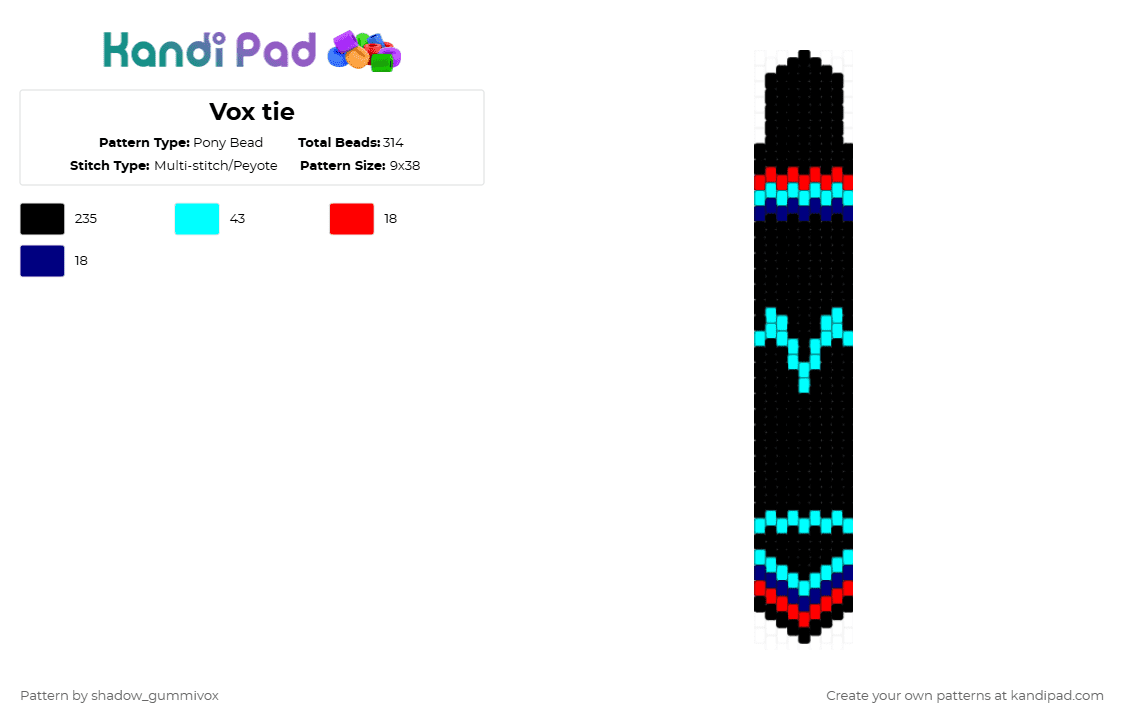 Vox tie Pony Bead Pattern - Kandi Pad | Kandi Patterns, Fuse Bead ...