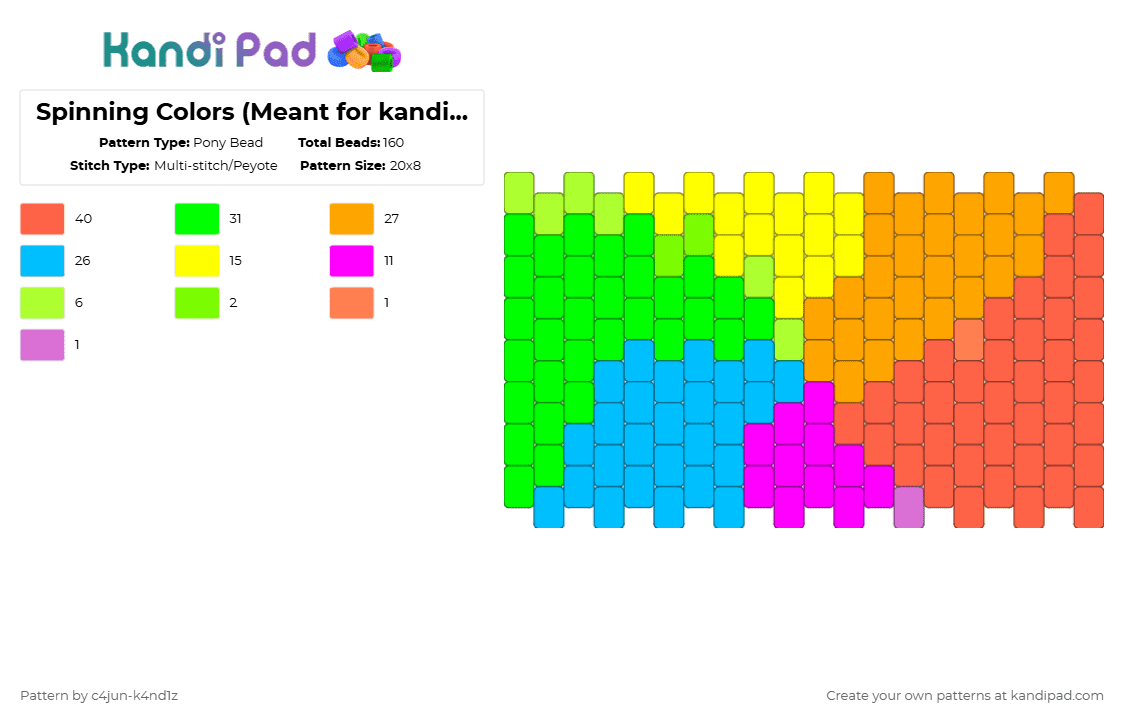 Spinning Colors (Meant for kandi dolls) Pony Bead Pattern - Kandi Pad ...