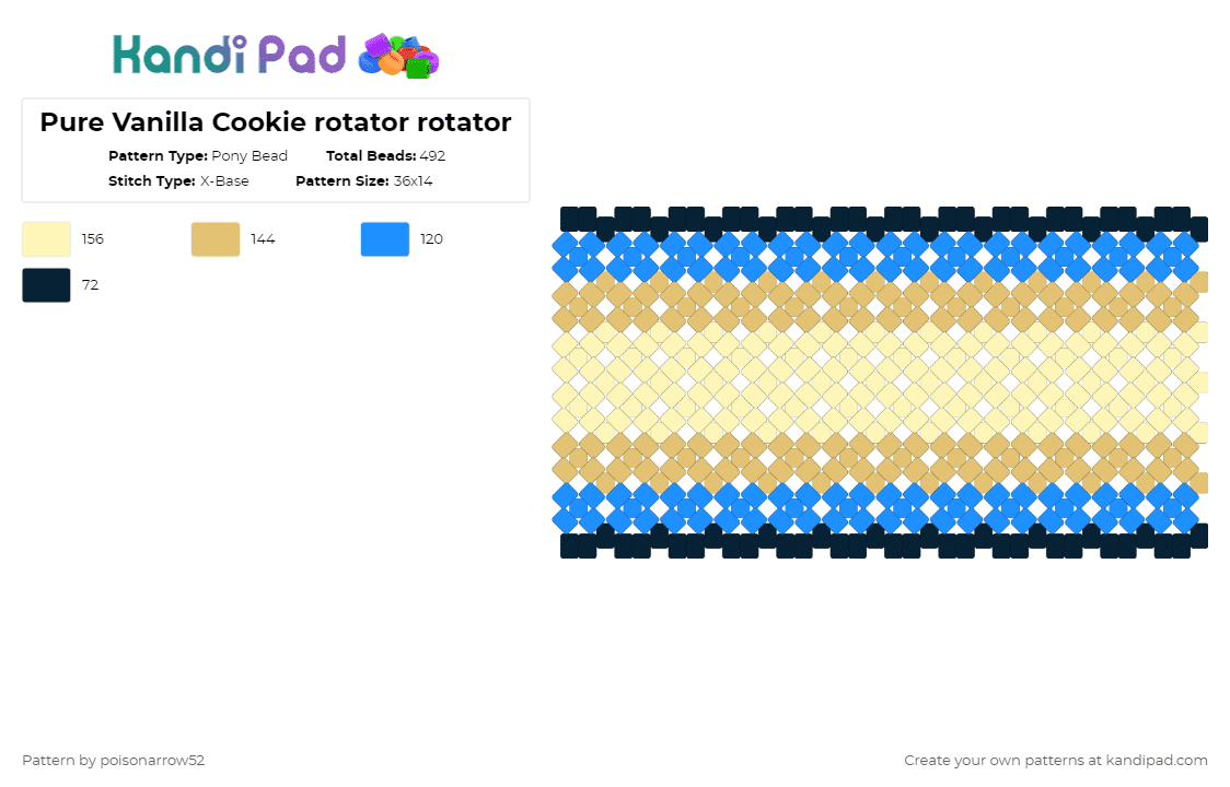 Pure Vanilla Cookie rotator rotator Pony Bead Pattern - Kandi Pad ...