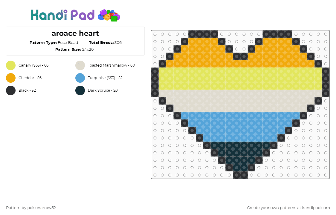 Aroace heart Fuse Bead Pattern - Kandi Pad | Kandi Patterns, Fuse Bead ...