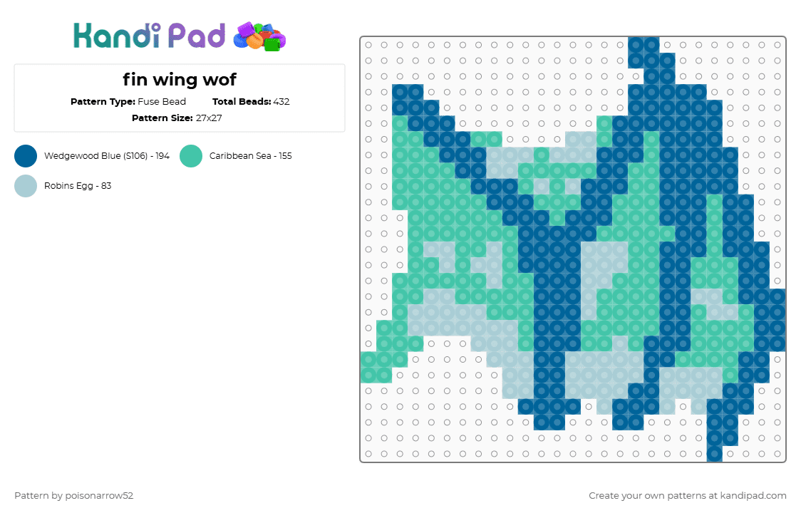 Fin wing wof Fuse Bead Pattern - Kandi Pad | Kandi Patterns, Fuse Bead ...