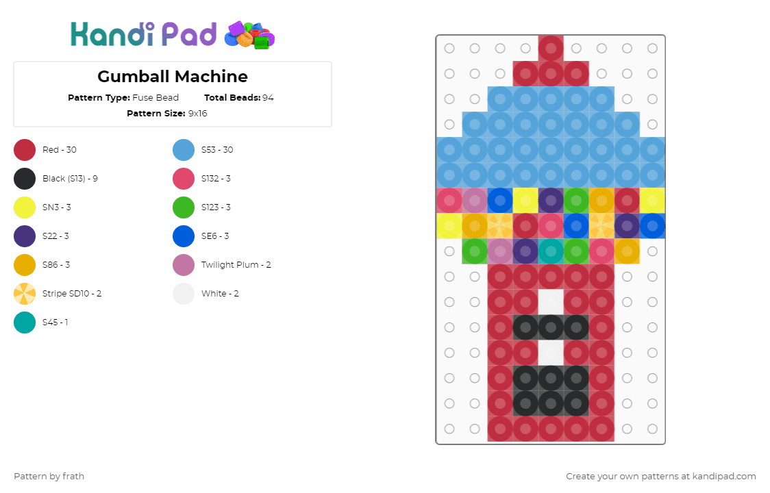 Gumball Machine Fuse Bead Pattern - Kandi Pad | Kandi Patterns, Fuse ...