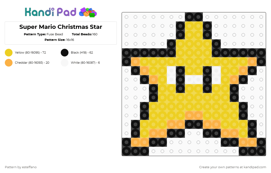 Super Mario Christmas Star Fuse Bead Pattern - Kandi Pad | Kandi ...