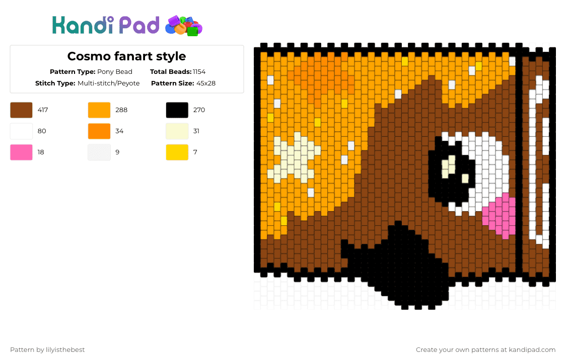 Cosmo fanart style Pony Bead Pattern - Kandi Pad | Kandi Patterns, Fuse ...