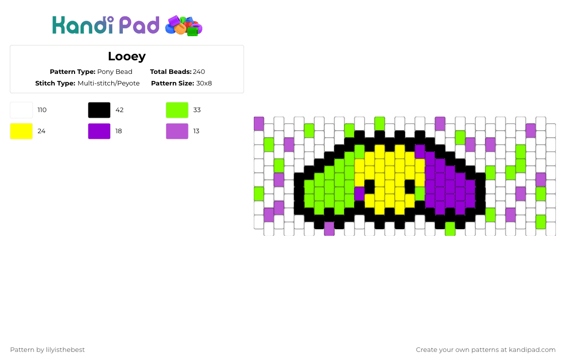 Looey Pony Bead Pattern - Kandi Pad | Kandi Patterns, Fuse Bead ...