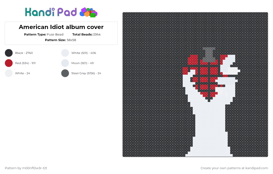 American Idiot album cover Fuse Bead Pattern - Kandi Pad | Kandi ...