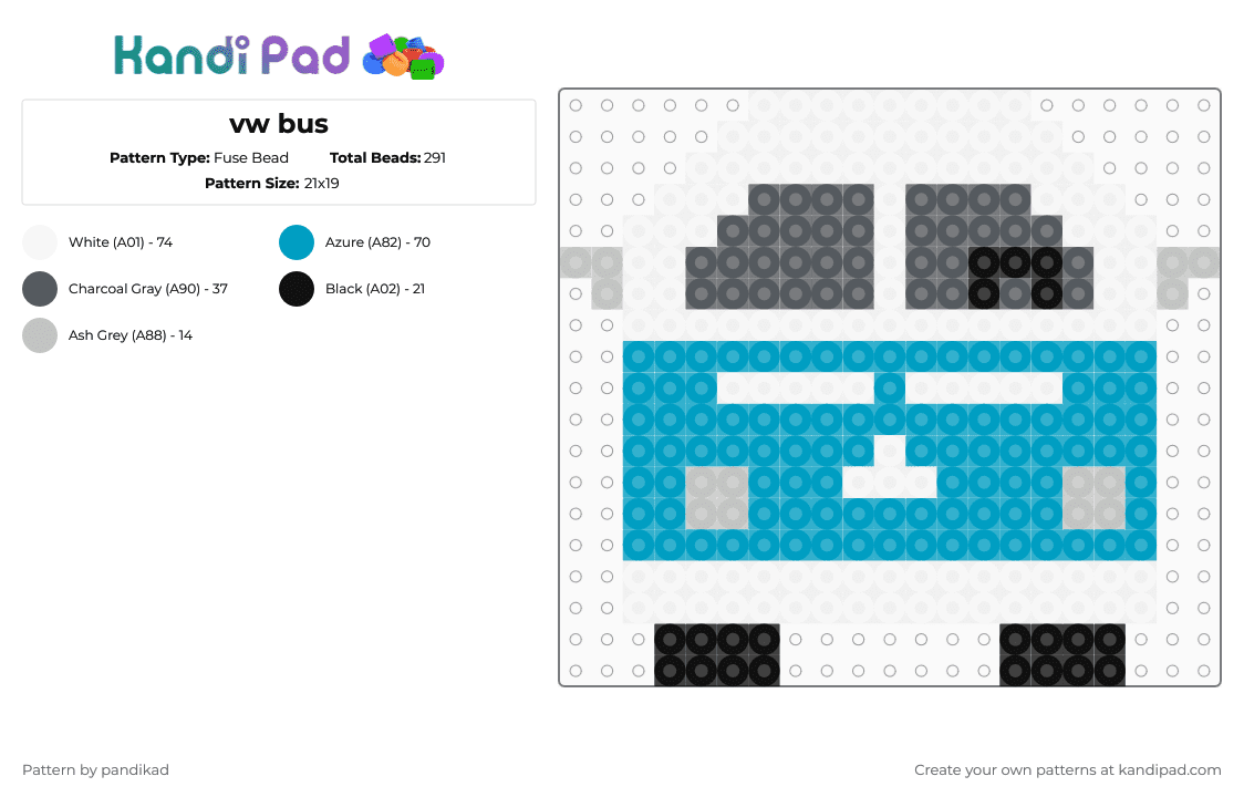 Vw bus Fuse Bead Pattern - Kandi Pad | Kandi Patterns, Fuse Bead ...