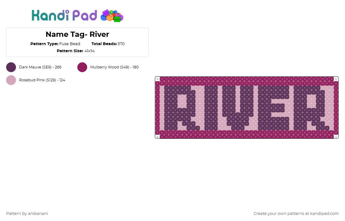 Name Tag- River Fuse Bead Pattern - Kandi Pad | Kandi Patterns, Fuse ...