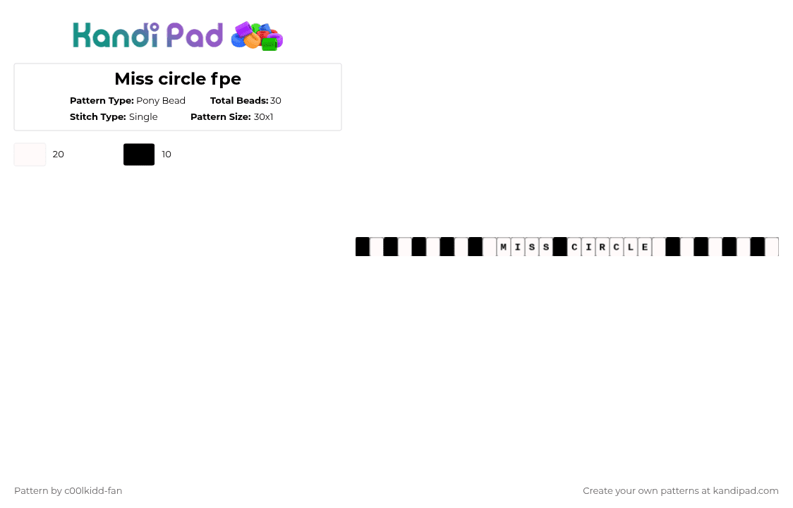 Miss circle fpe Pony Bead Pattern - Kandi Pad | Kandi Patterns, Fuse ...