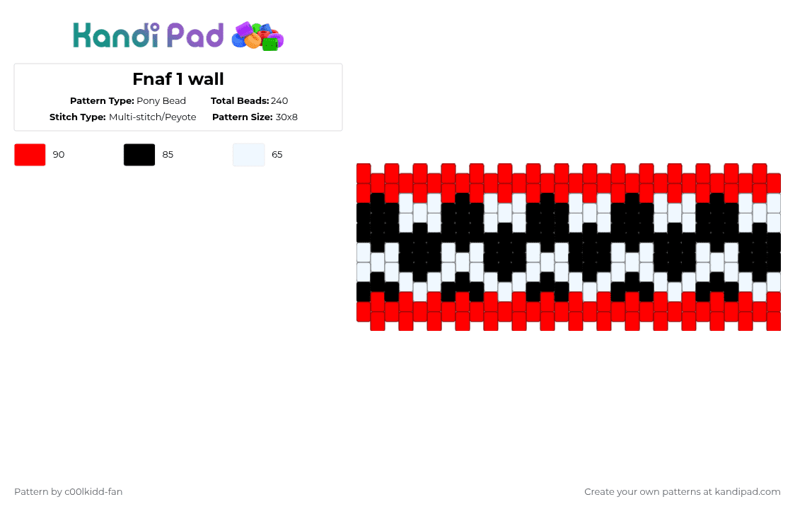 Fnaf 1 wall Pony Bead Pattern - Kandi Pad | Kandi Patterns, Fuse Bead ...