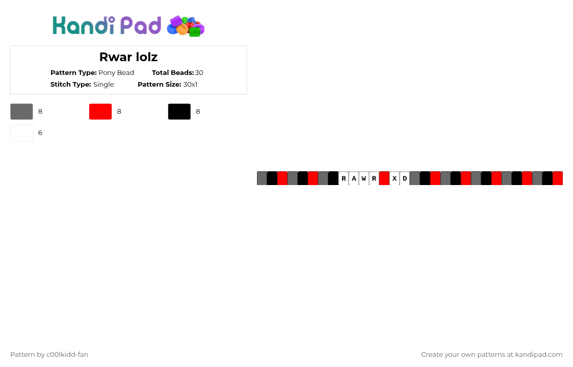 Rwar lolz Pony Bead Pattern - Kandi Pad | Kandi Patterns, Fuse Bead ...