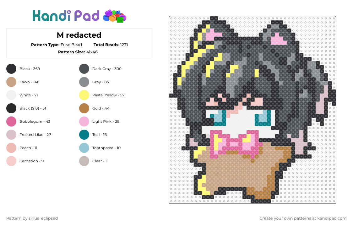 M redacted Fuse Bead Pattern - Kandi Pad | Kandi Patterns, Fuse Bead ...