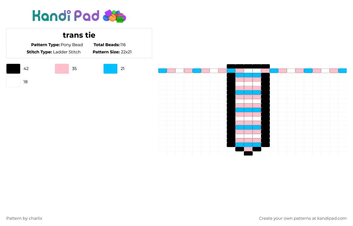 Trans tie Pony Bead Pattern - Kandi Pad | Kandi Patterns, Fuse Bead ...