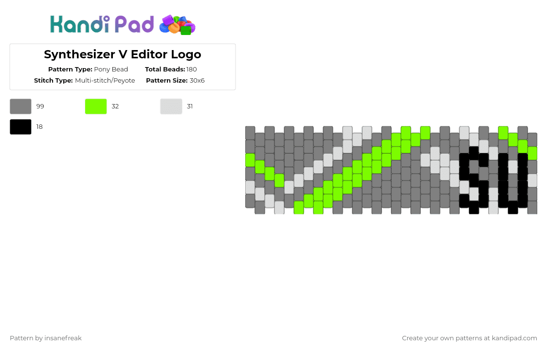 Synthesizer V Editor Logo Pony Bead Pattern - Kandi Pad | Kandi ...