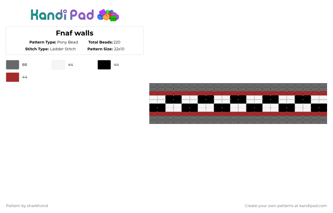 Fnaf walls Pony Bead Pattern - Kandi Pad | Kandi Patterns, Fuse Bead ...