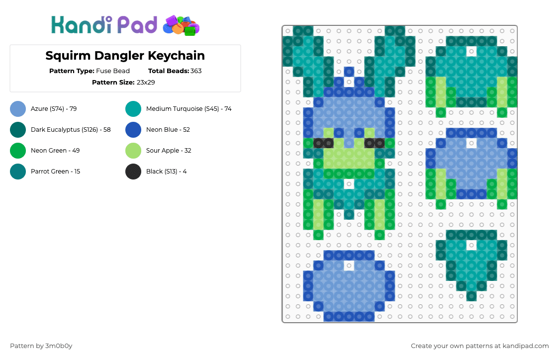 Squirm Dangler Keychain Fuse Bead Pattern - Kandi Pad | Kandi Patterns ...