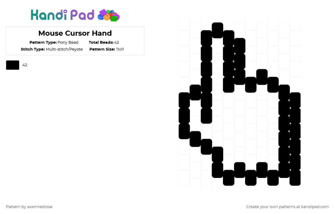 Mouse Cursor Hand Pony Bead Pattern - Kandi Pad | Kandi Patterns, Fuse ...