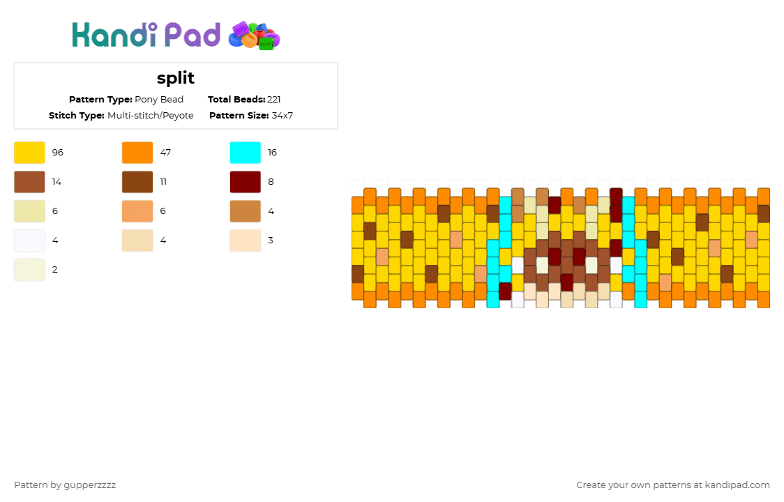 Split Pony Bead Pattern - Kandi Pad | Kandi Patterns, Fuse Bead ...